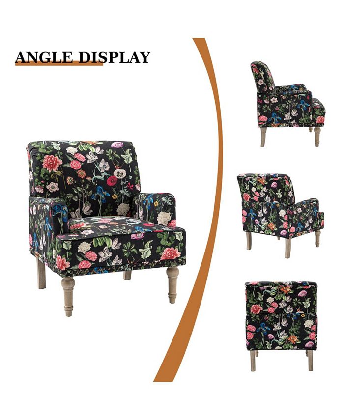 Hulala Home Montross Traditional Wooden Upholstered Armchair with ...