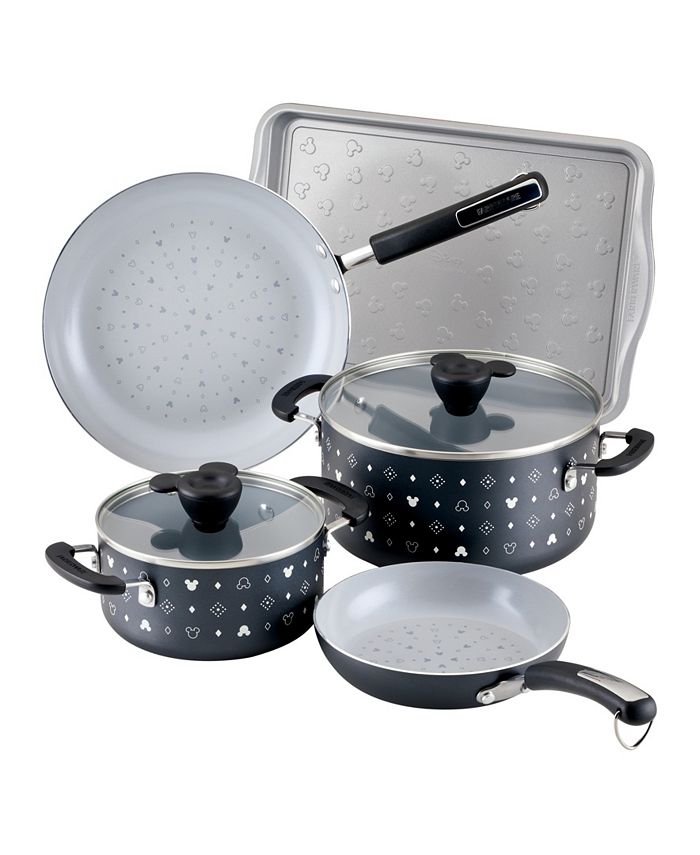 Farberware Disney Monochrome 7 Piece Ceramic Nonstick Cookware Set - Macy's