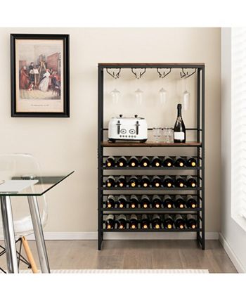Slickblue Freestanding Wine Bakers Rack with 4-Tier Wine Storage and 4 ...