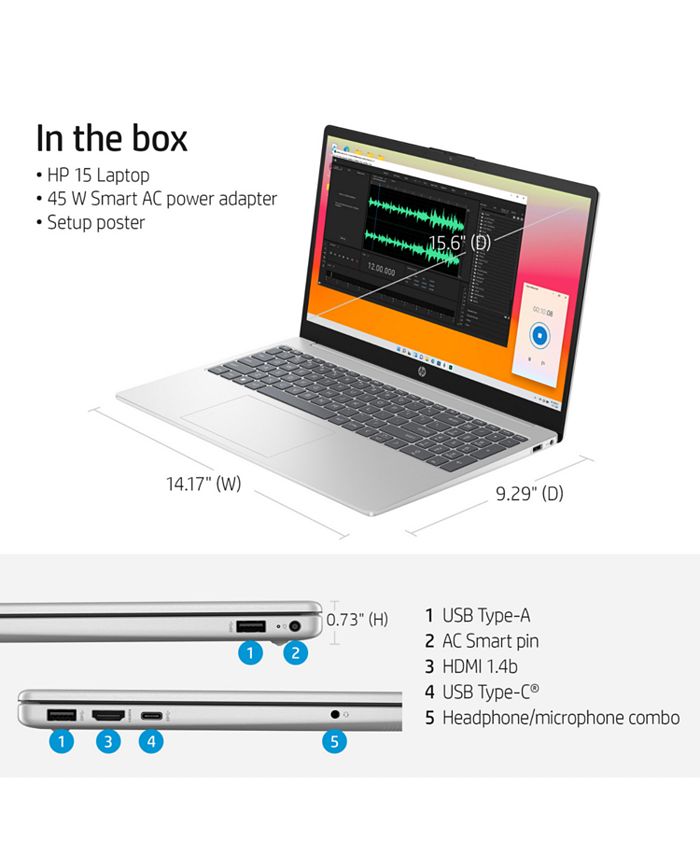 HP Essential 15-fc0105cl Daily Traditional Laptop, 15.6" HD 1366768 ...