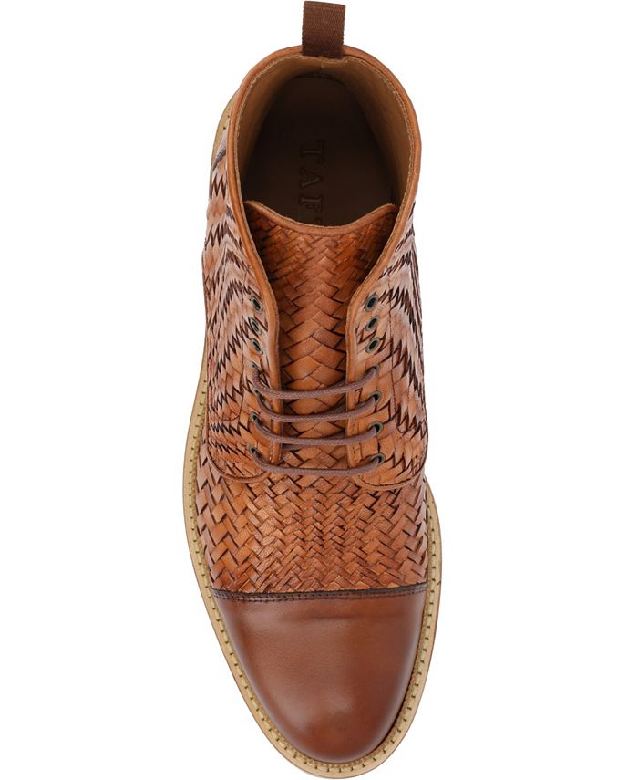 Taft Men's Rome Woven Handcrafted Full-grain Leather Dress Lace-up Boot ...