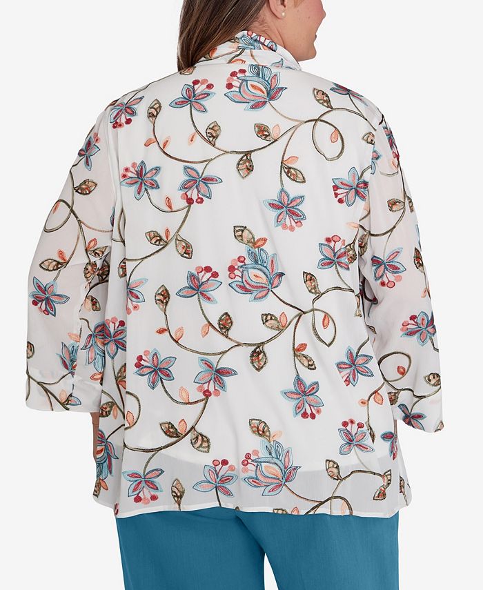 Alfred Dunner Plus Size Sedona Sky Warm Embroidered Two In One Top With ...