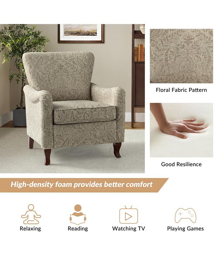 Hulala Home Ewert Comfy Floral Fabric Pattern Armchair with Wingback Design - Macy's