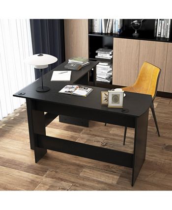 Slickblue Modern L-Shaped Computer Desk with Shelves-Black - Macy's