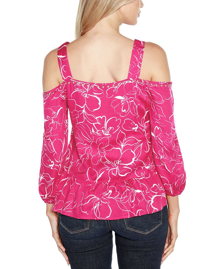 Belldini Women's Embellished Cold Shoulder Top - Macy's
