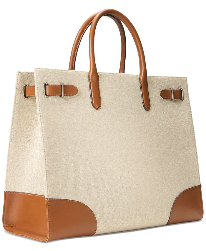 Lauren Ralph Lauren Metallic Canvas Extra-Large Devyn Tote Bag - Macy's
