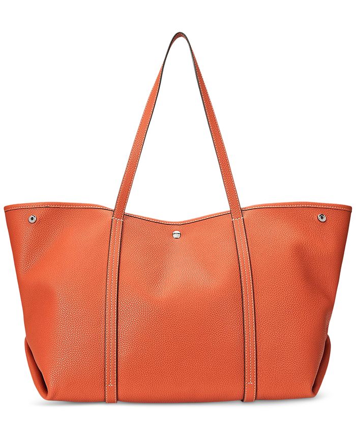 Lauren Ralph Lauren Pebbled Leather Extra-Large Emerie Tote Bag - Macy's
