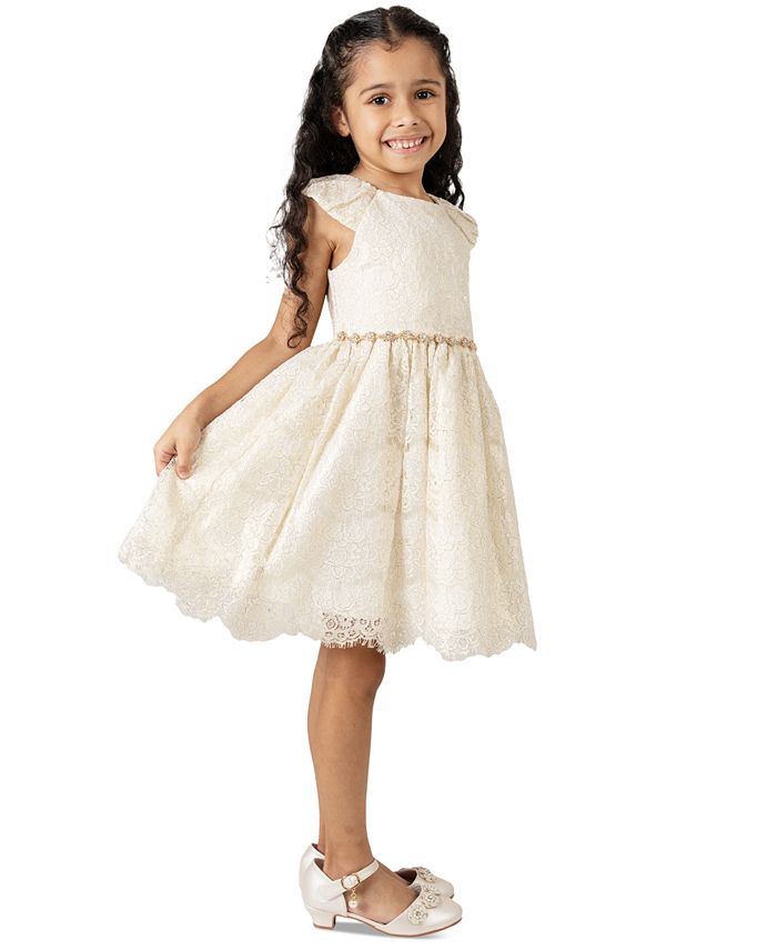 Rare Editions Little Girls Foil Lace Social Dress - Macy's