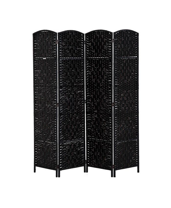 HOMCOM 4 Panel Resin Wicker Folding Room Divider Privacy Screen Home ...