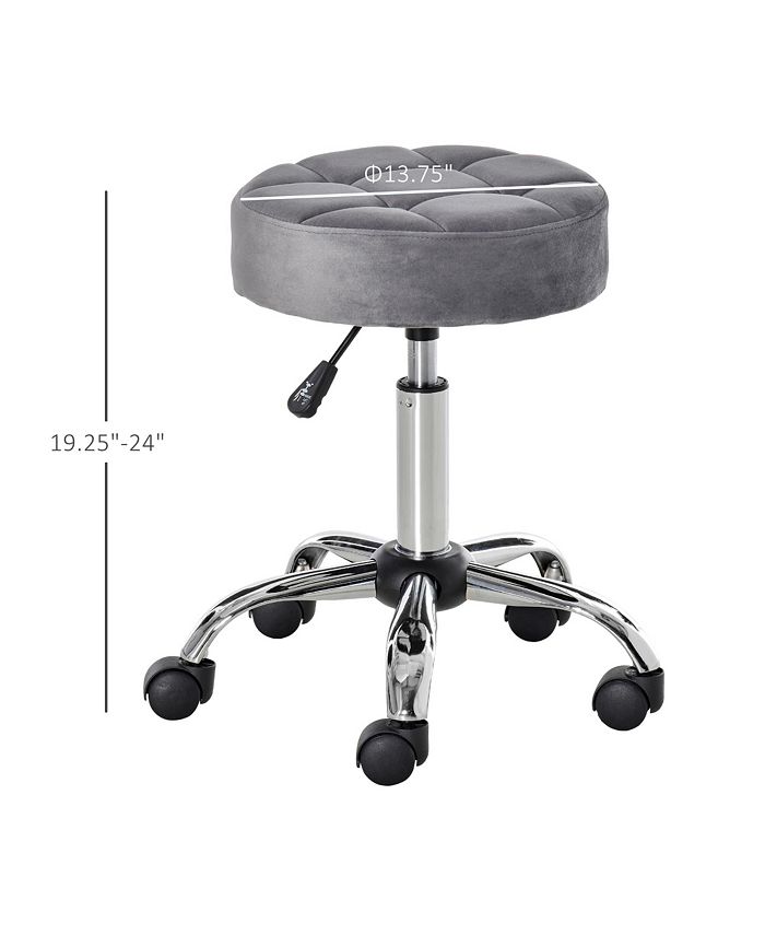 HOMCOM Round Vanity Stool with Height Adjustable Lift & Luxury Style ...