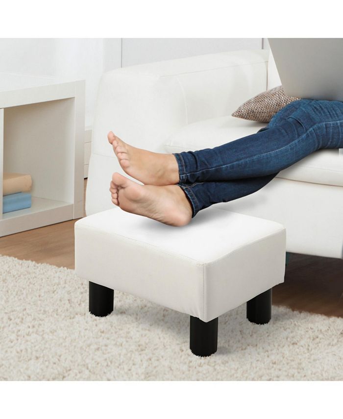 HOMCOM Modern Small Ottoman Footrest PU Leather Footstool Rectangular ...