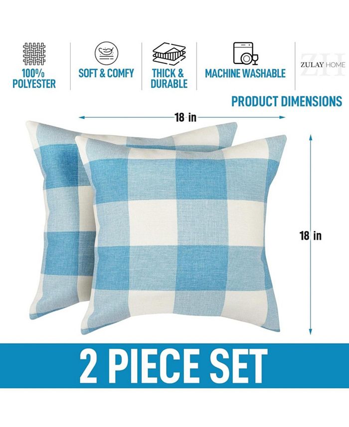 Zulay Kitchen 2 Pack Buffalo Plaid Throw Pillow Outdoor & Indoor Covers ...
