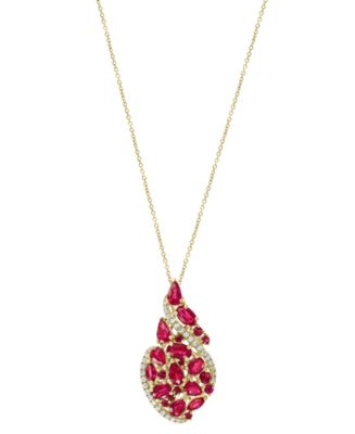 EFFY® Ruby (3-1/4 ct. t.w.) & Diamond (1/6 ct. t.w.) Swirl 18" Pendant ...
