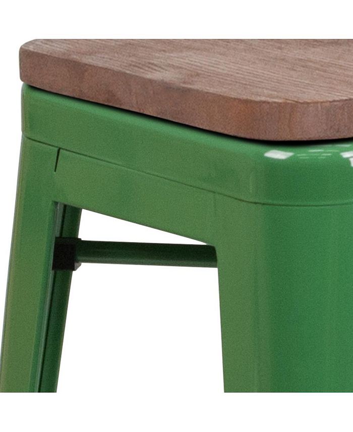 MERRICK LANE Dalton Series Backless Metal Dining Stool With Wooden Seat ...