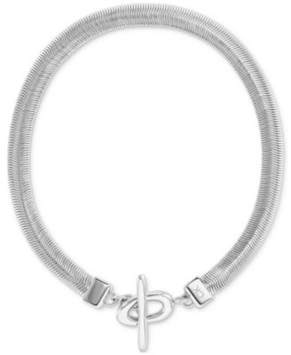 Calvin Klein Stainless Steel Snake Chain 15-3/4" Collar Necklace - Macy's