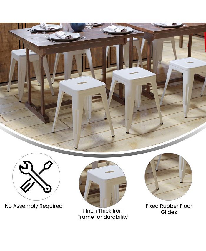 EMMA+OLIVER 18 Inch Table Height Indoor Stackable Metal Dining Stool ...