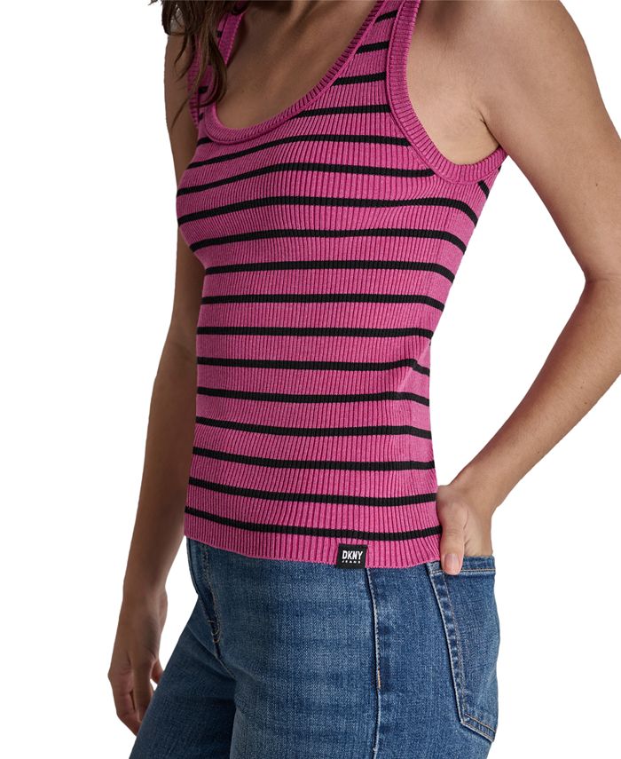 DKNY Jeans Women's Striped Ribbed Knit Tank Top - Macy's