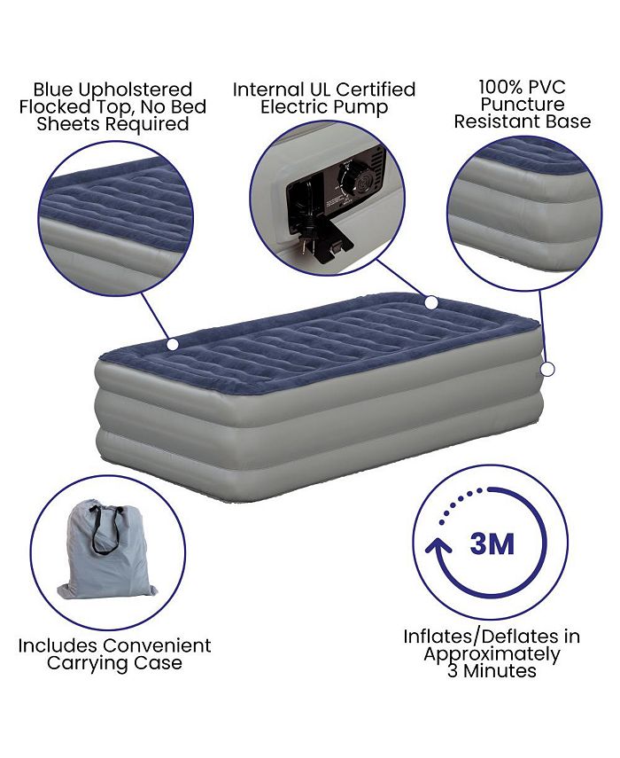 EMMA+OLIVER 18 Inch Raised Inflatable Air Mattress With Internal ...