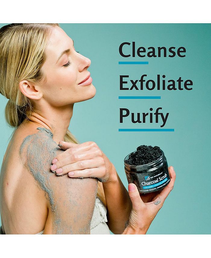 M3 Naturals Charcoal Exfoliating Body Scrub Polish with Collagen 12 oz ...