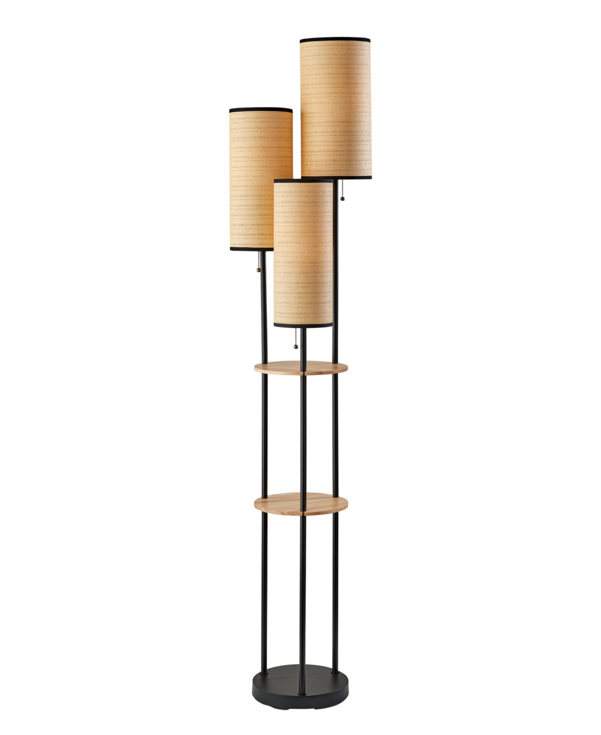 Click here for Adesso 68.5 Wood Shelves Trio Floor Lamp - Black w... prices