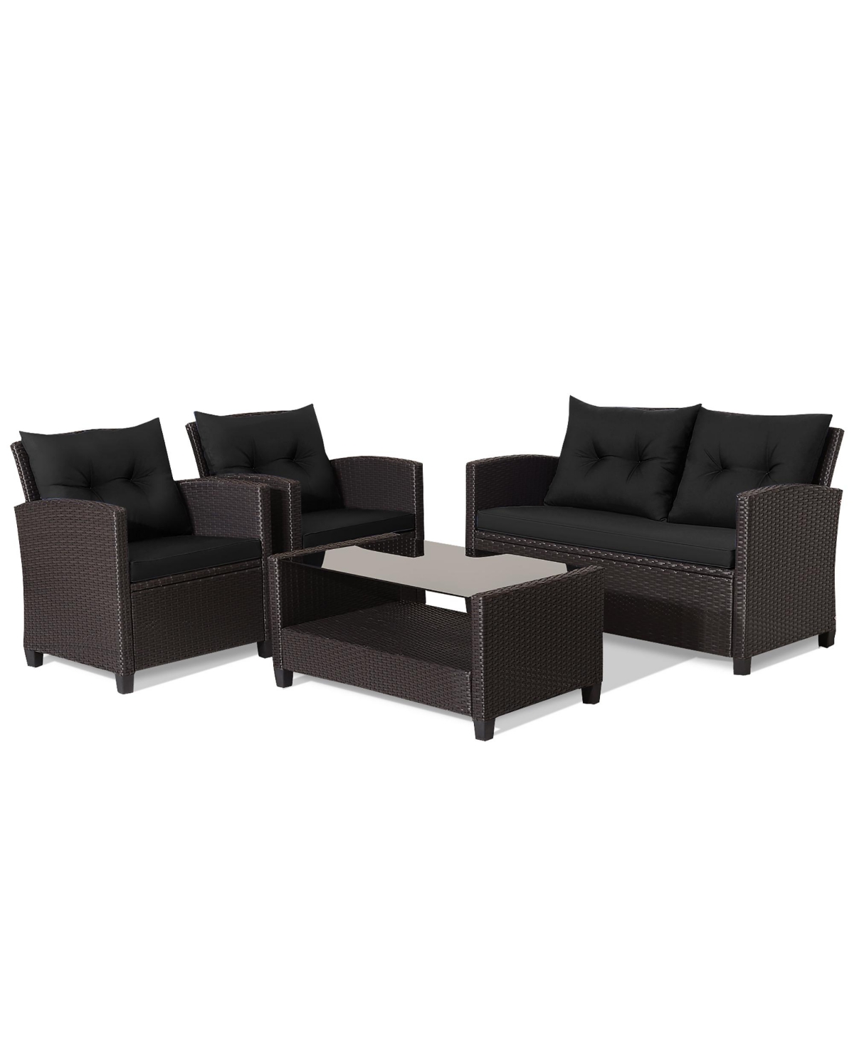 Click here for Gymax 4PCS Outdoor Conversation Set Patio Pe Ratta... prices