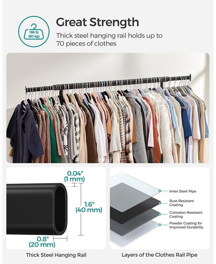 Slickblue Versatile Clothes Rack With Wheels, Extendable Hanging Rail ...