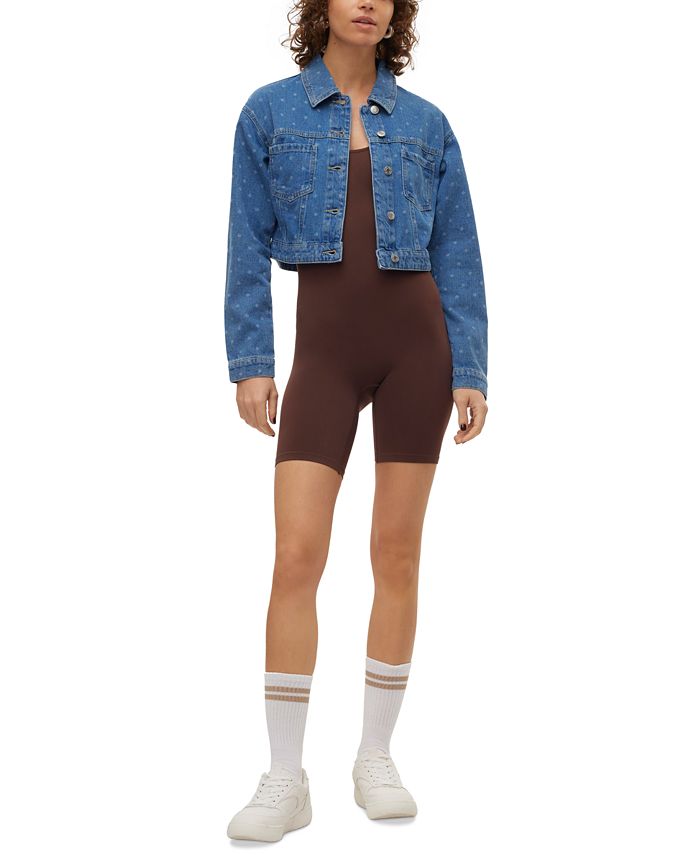 Vero Moda Women's Ruby Cropped Printed Denim Jacket - Macy's