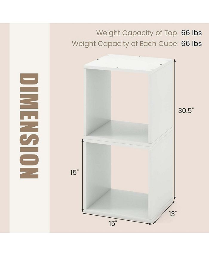 Costway 2PCS Stackable Storage Cube Free-standing Storage Organizer Bookcase for Bedroom - Macy's