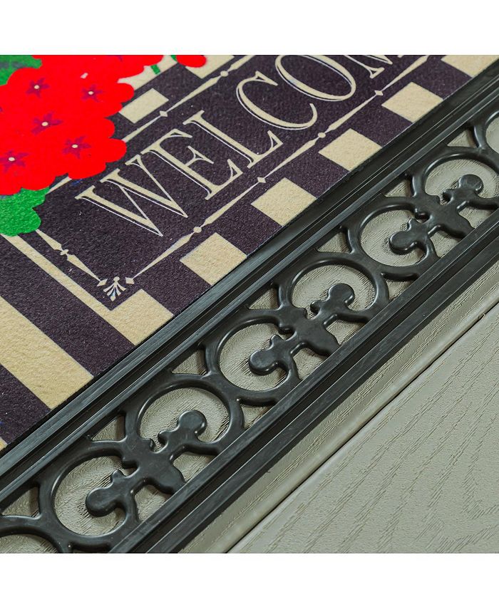 Evergreen Black Fleur Scroll Sassafras Floor Mat Indoor Outdoor Rubber ...