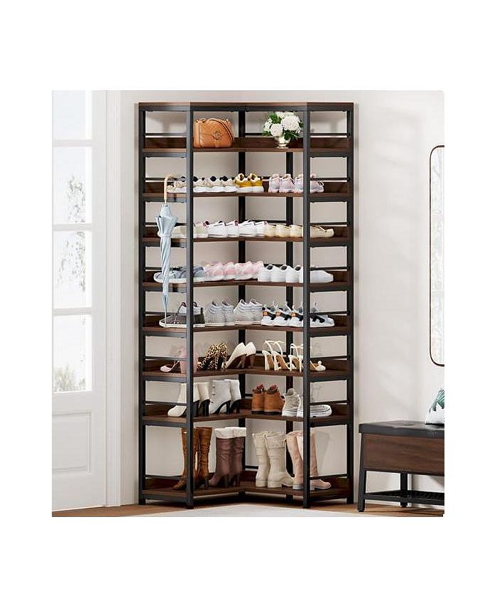 Tribesigns 9 Tiers Corner Shoe Rack, Tall Vertical Shoe Rack Organizer ...
