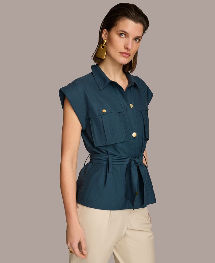 Donna Karan New York Donna Karan Women's Belted Cap-Sleeve Jacket - Macy's
