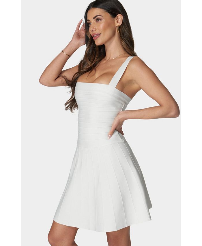 Bebe Women's Luxe Bandage Square Neck Fit & Flare Dress - Macy's