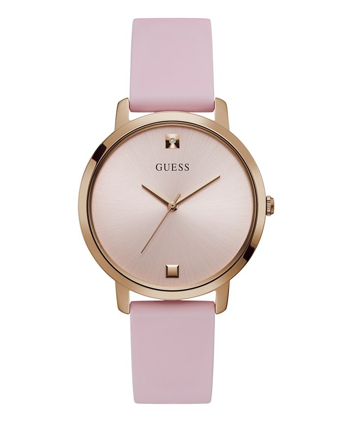 GUESS Women's Analog Pink Silicone Watch 40 mm - Macy's