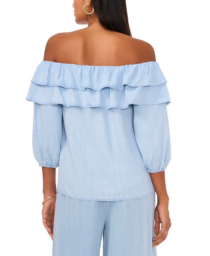 Sam & Jess Petite Off-The-Shoulder Double-Ruffle Top - Macy's
