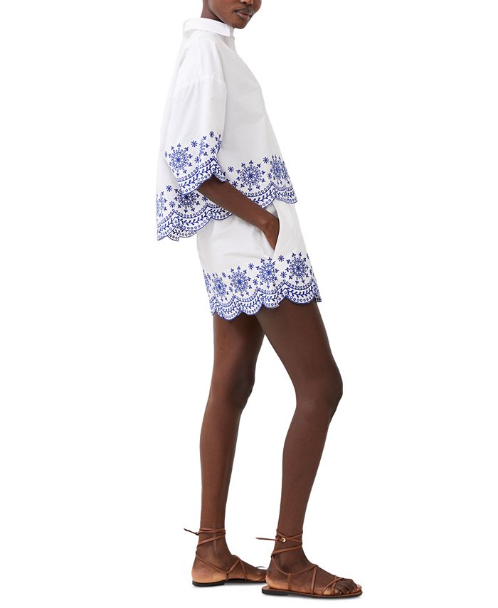 French Connection Women's Alissa Embroidered Cotton Shirt - Macy's