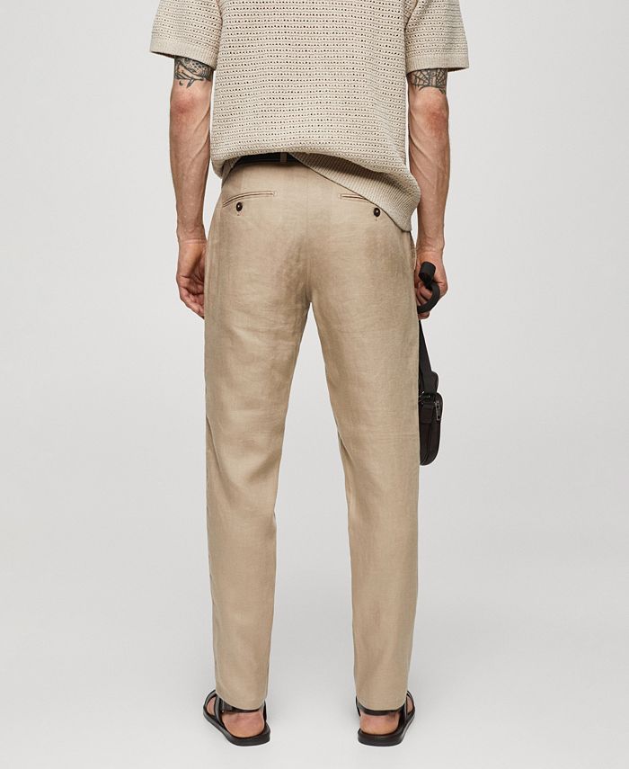 MANGO Men's Slim-Fit 100% Linen Pants - Macy's