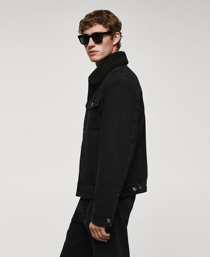 MANGO Men's Shearling Denim Jacket - Macy's