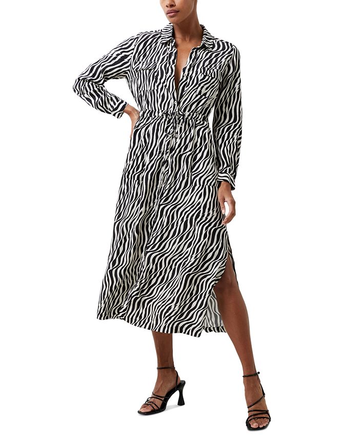 French Connection Women's Seine Delphine Zebra-Print Midi Dress - Macy's