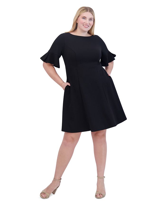 Jessica Howard Plus Size Elbow-Sleeve Fit & Flare Dress - Macy's