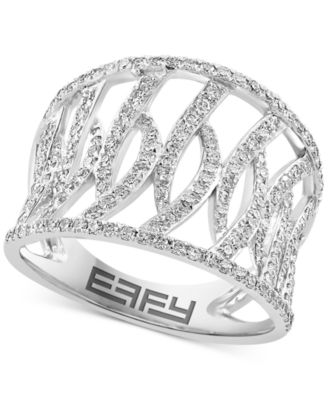 Diamond Openwork Curved Ladder Ring (3/4 ct. t.w.) in 14k White Gold ...
