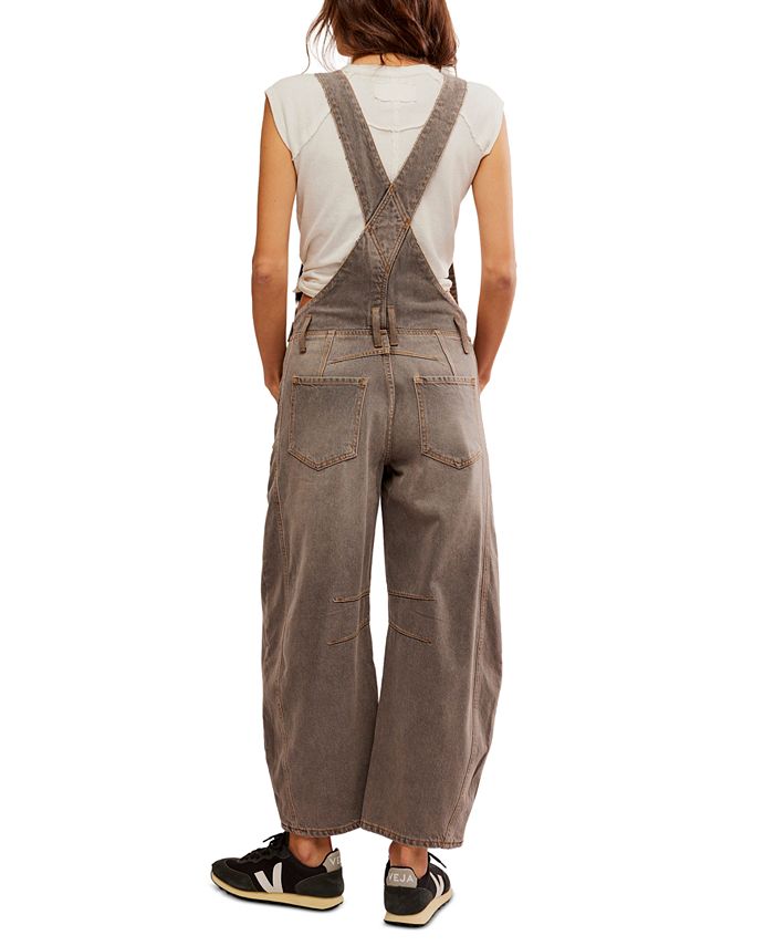 Free People Women's Good Luck Denim Barrel-Leg Overalls - Macy's