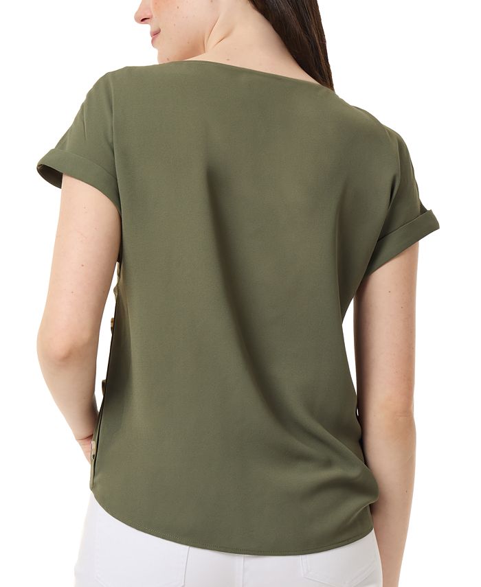 Jones New York Petite Short-Sleeve Side-Button Top - Macy's