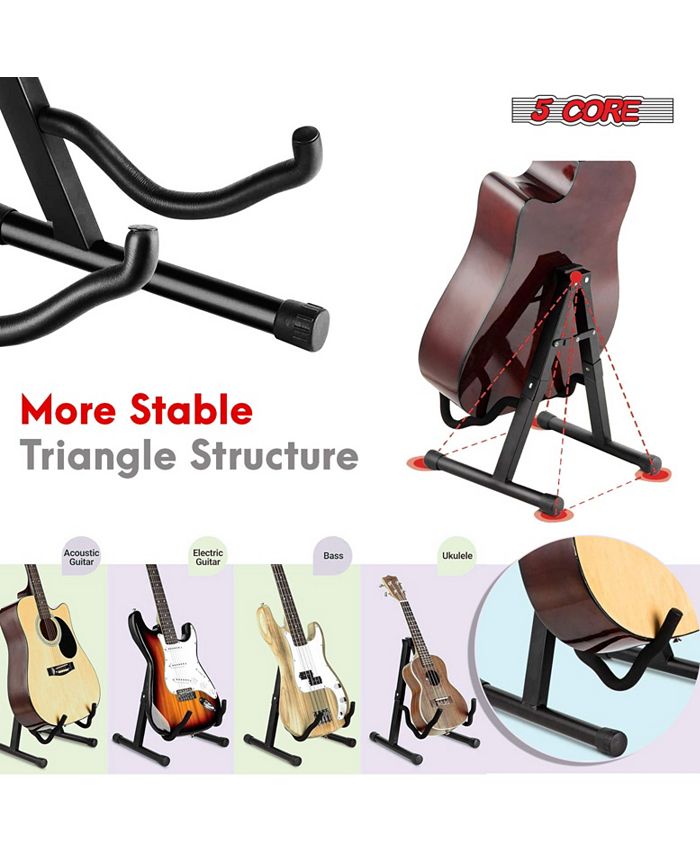 5 Core 2 Pcs Guitar Stands Floor Universal A Frame Folding Instruments ...
