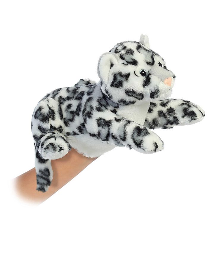 Aurora Medium Snow Leopard Hand Puppet Interactive Plush Toy White 12 ...