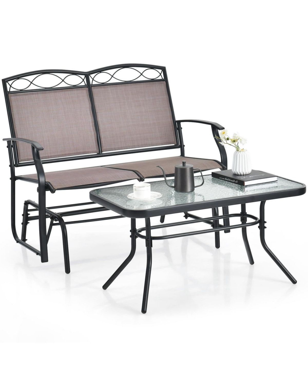 Click here for Outdoor Gliding Loveseat Chair with Tempered Glass... prices