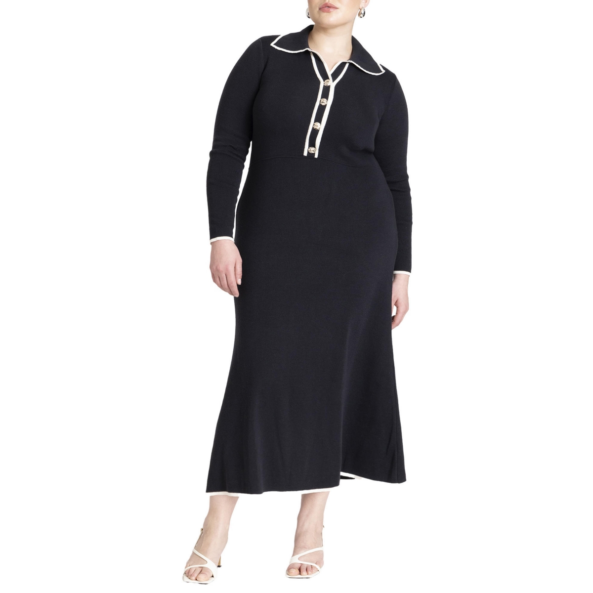 Click here for Eloquii Womens Plus Size Ribbed Sweater Dress With... prices