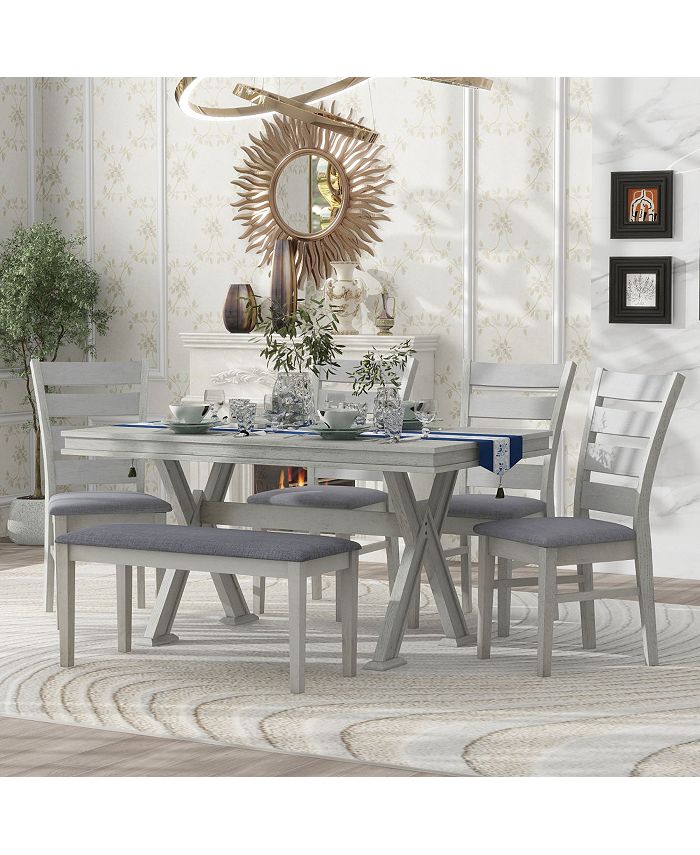 Simplie Fun 6-Piece Retro Dining Set with Unique Table & Chairs - Macy's