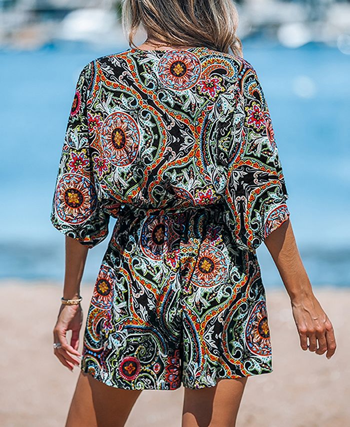 CUPSHE Women's Paisley Surplice Half Sleeve Romper - Macy's