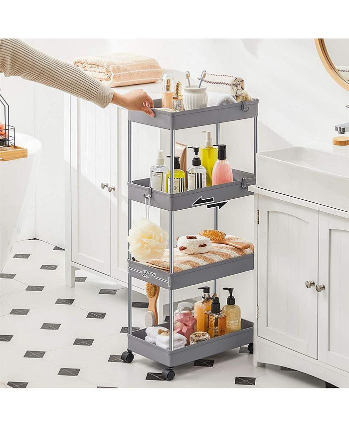 Slickblue 4-Tier Slide Out Storage Cart, Slim Rolling Cart on Wheels ...