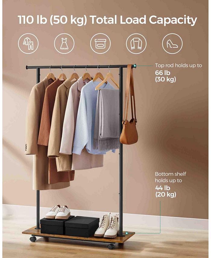 Slickblue Clothes Rack with Wheels, Garment Rack for Hanging Clothes ...